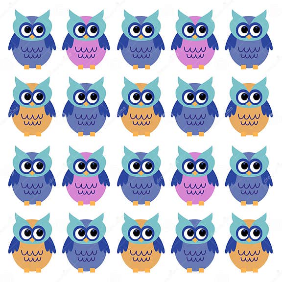 Creative Cute Spring Owls Texture, Pattern Stock Vector - Illustration ...