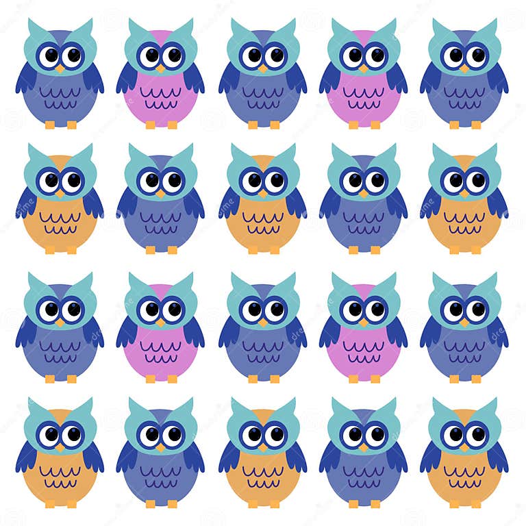 Creative Cute Spring Owls Texture, Pattern Stock Vector - Illustration ...