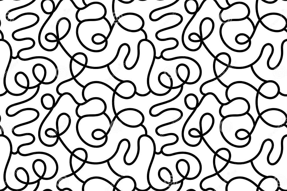 Creative Cute Squiggle Print with Black and White Abstract Squiggles ...