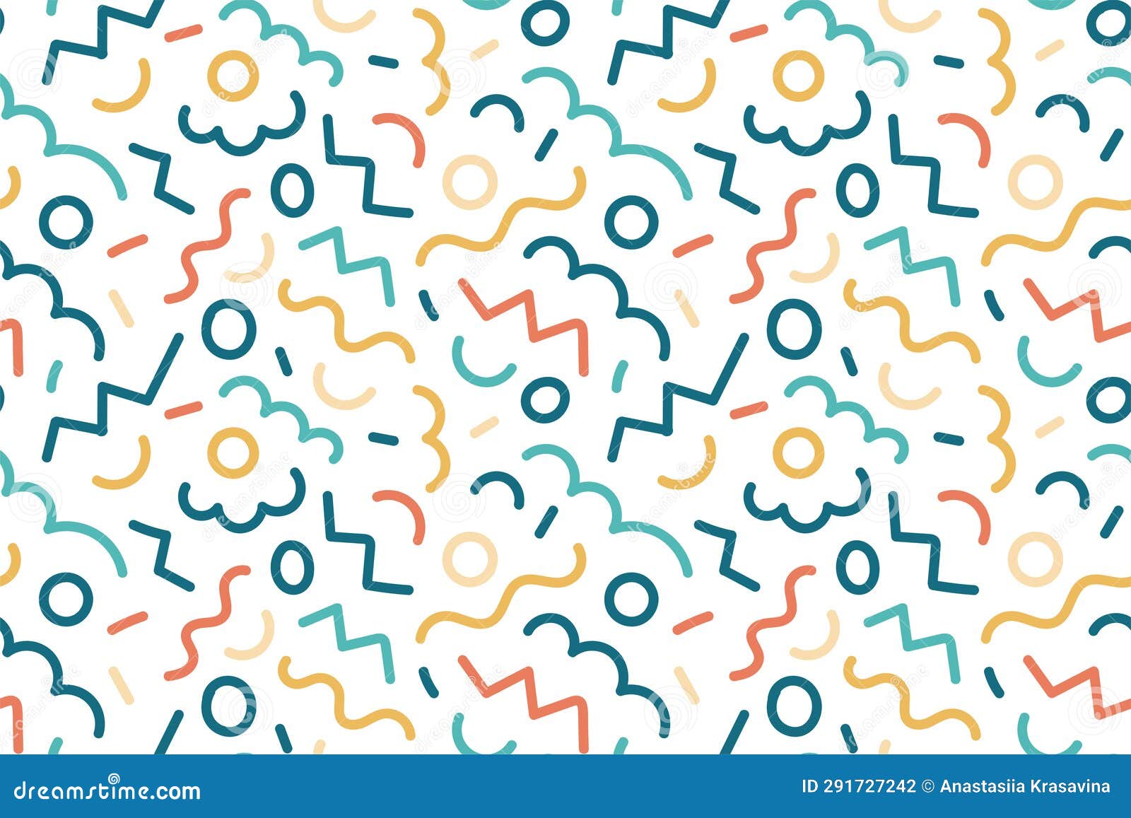 Creative Cute Squiggle Print with Colored Abstract Squiggles. Seamless ...