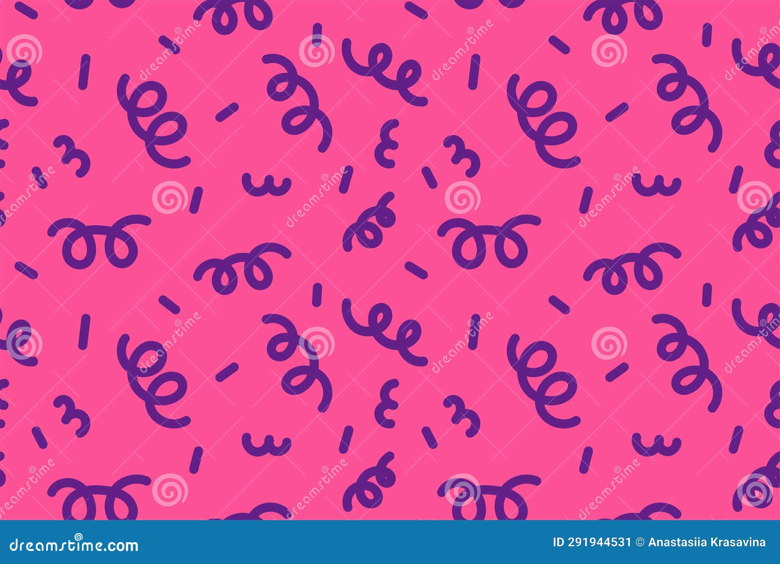 Creative Cute Squiggle Print with Colored Abstract Squiggles. Seamless ...
