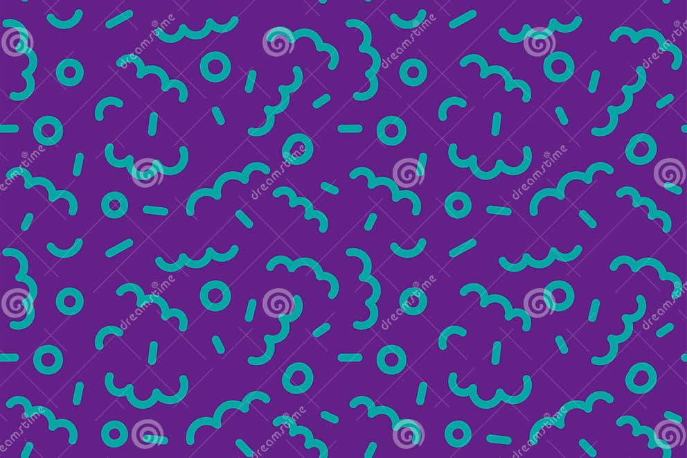 Creative Cute Squiggle Print with Colored Abstract Squiggles. Seamless ...