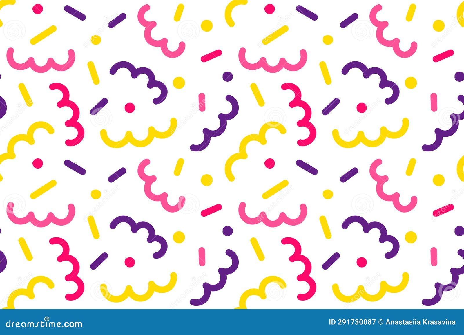 Creative Cute Squiggle Print with Colored Abstract Squiggles. Seamless ...