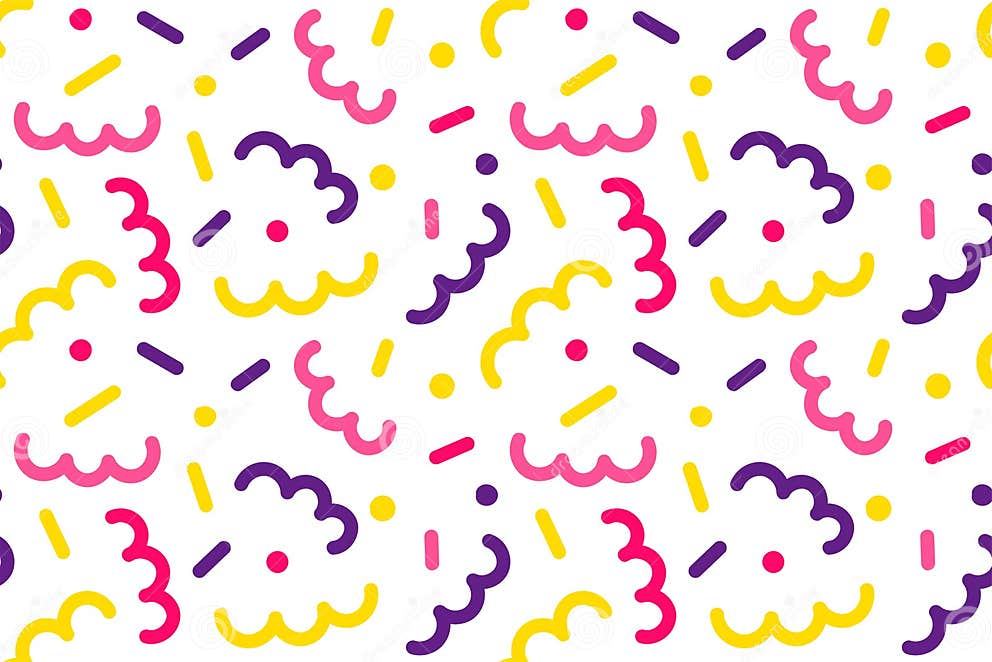 Creative Cute Squiggle Print with Colored Abstract Squiggles. Seamless ...