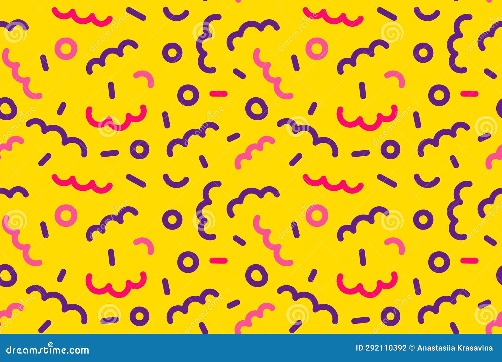 Creative Cute Squiggle Print with Colored Abstract Squiggles. Seamless ...