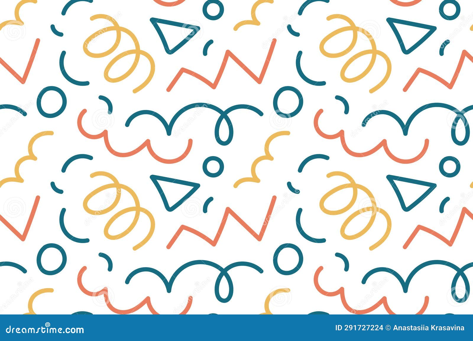 Creative Cute Squiggle Print with Colored Abstract Squiggles. Seamless ...