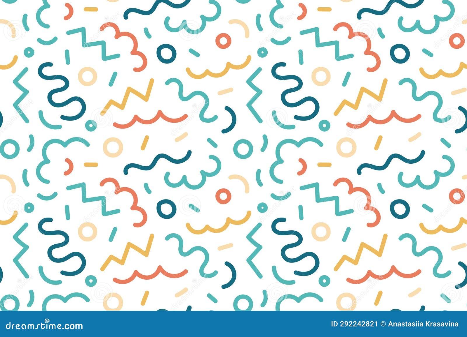 Creative Cute Squiggle Print with Colored Abstract Squiggles. Seamless ...