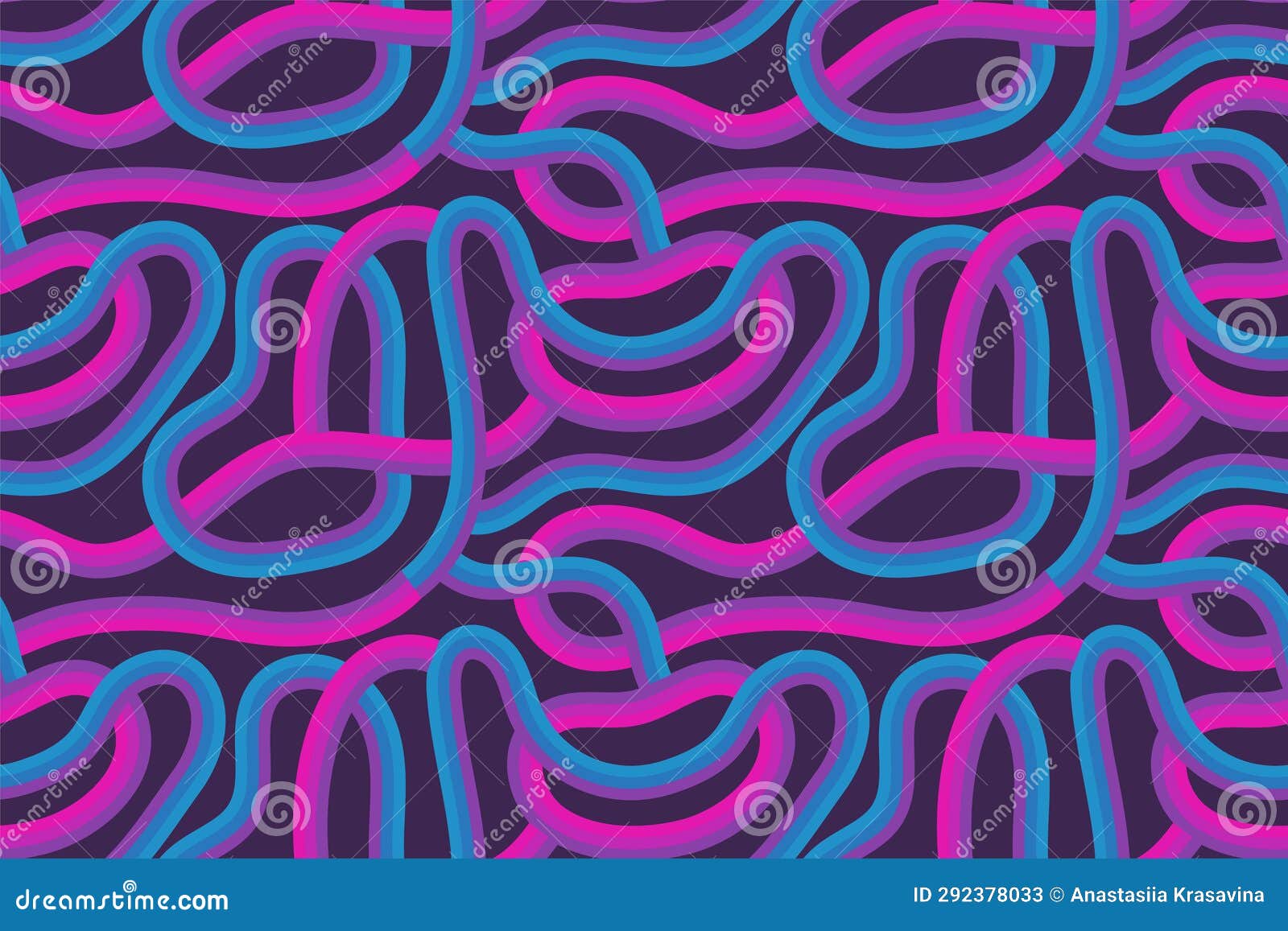 Creative Cute Squiggle Print with Colored Abstract Squiggles. Seamless ...