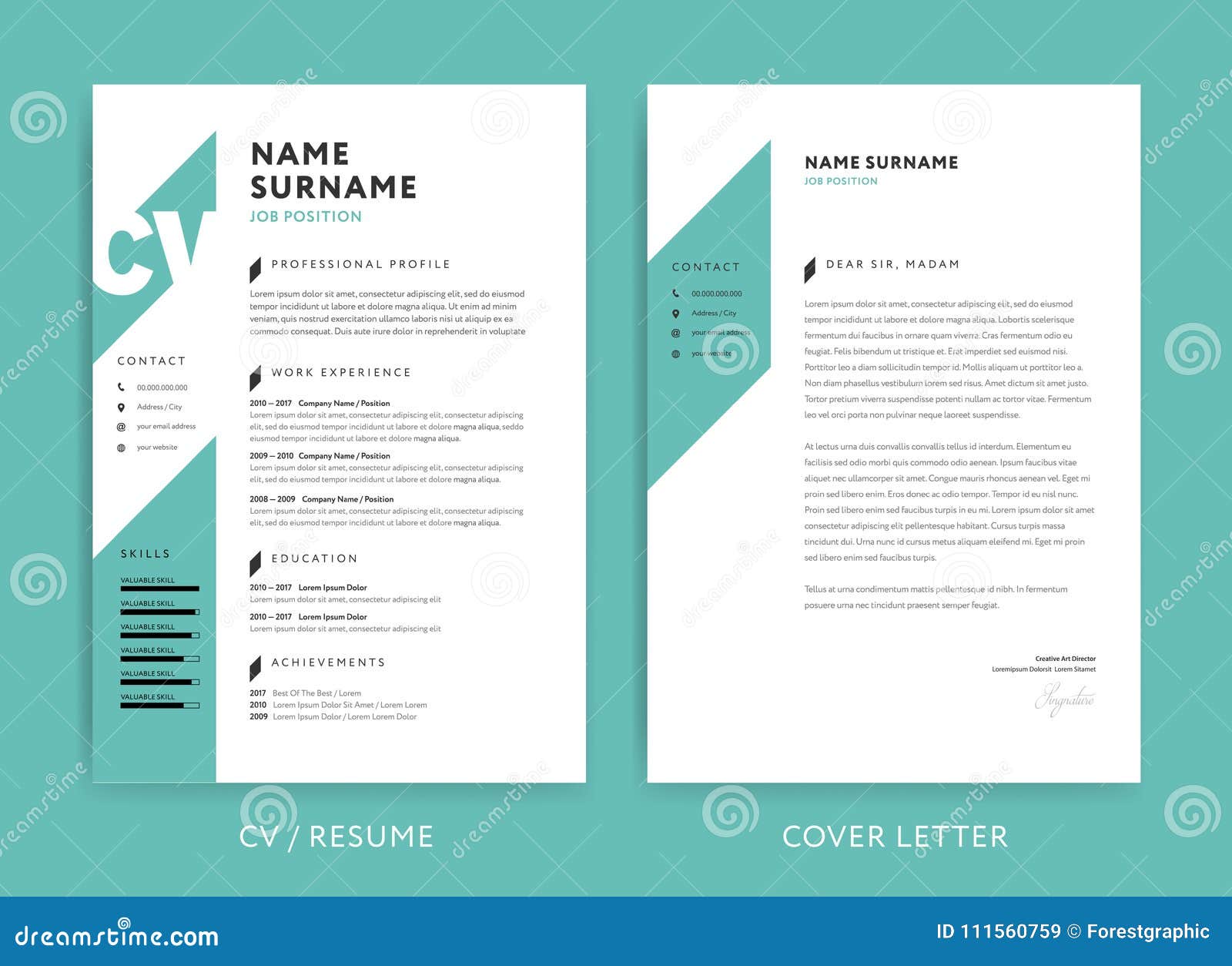 Creative CV Template Green Color Background Stock Vector - Illustration ... Creative CV Template Green Color Background Stock Vector - Illustration ...