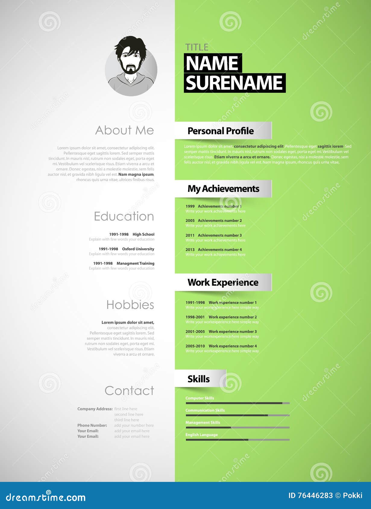 Creative Cv Template with Paper Stripes. Stock Vector - Illustration of ...