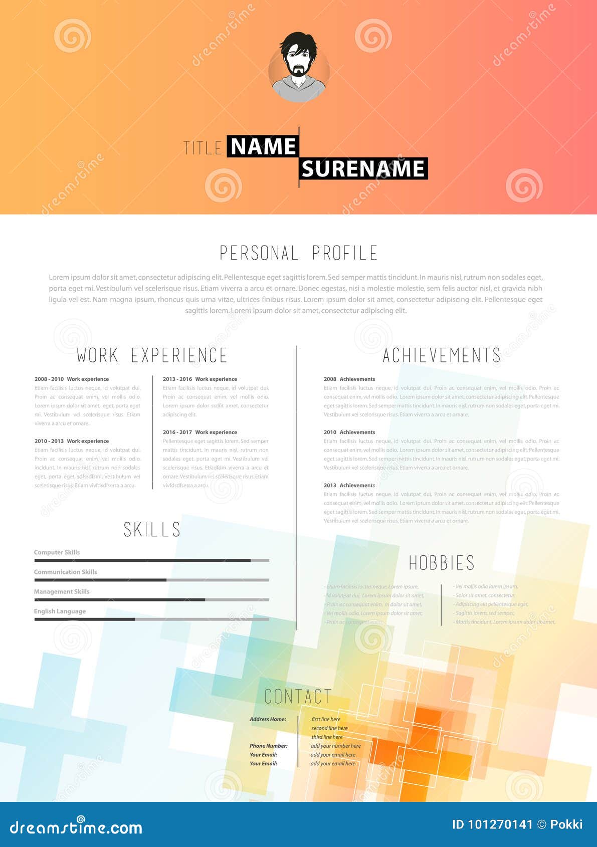 Creative Cv Template with Plus Signs. Stock Vector - Illustration of ...