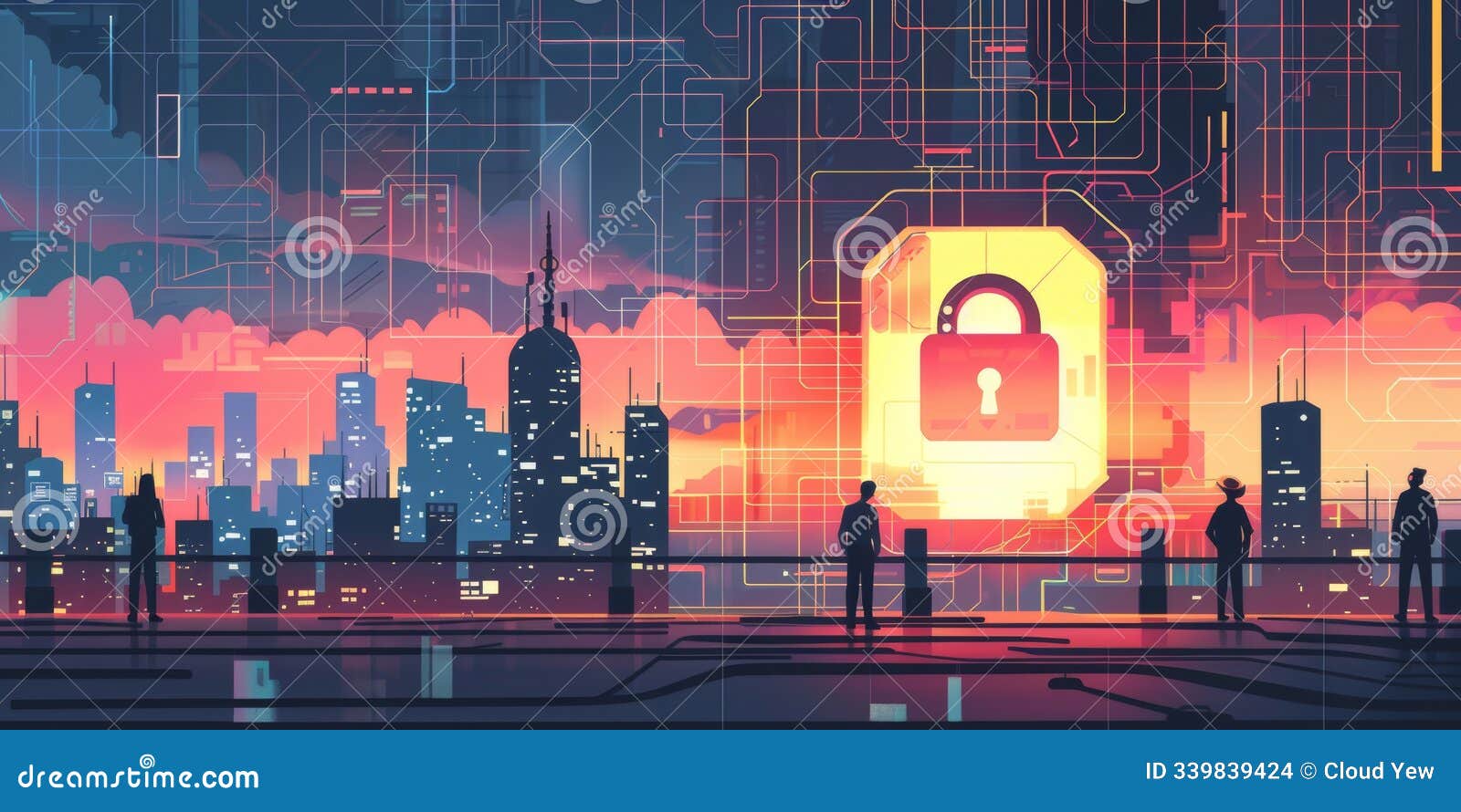 Creative Cyber Security Poster with Modern Artwork. Stock Illustration ...