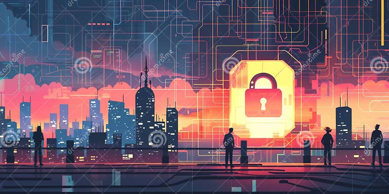 Creative Cyber Security Poster with Modern Artwork. Stock Illustration ...