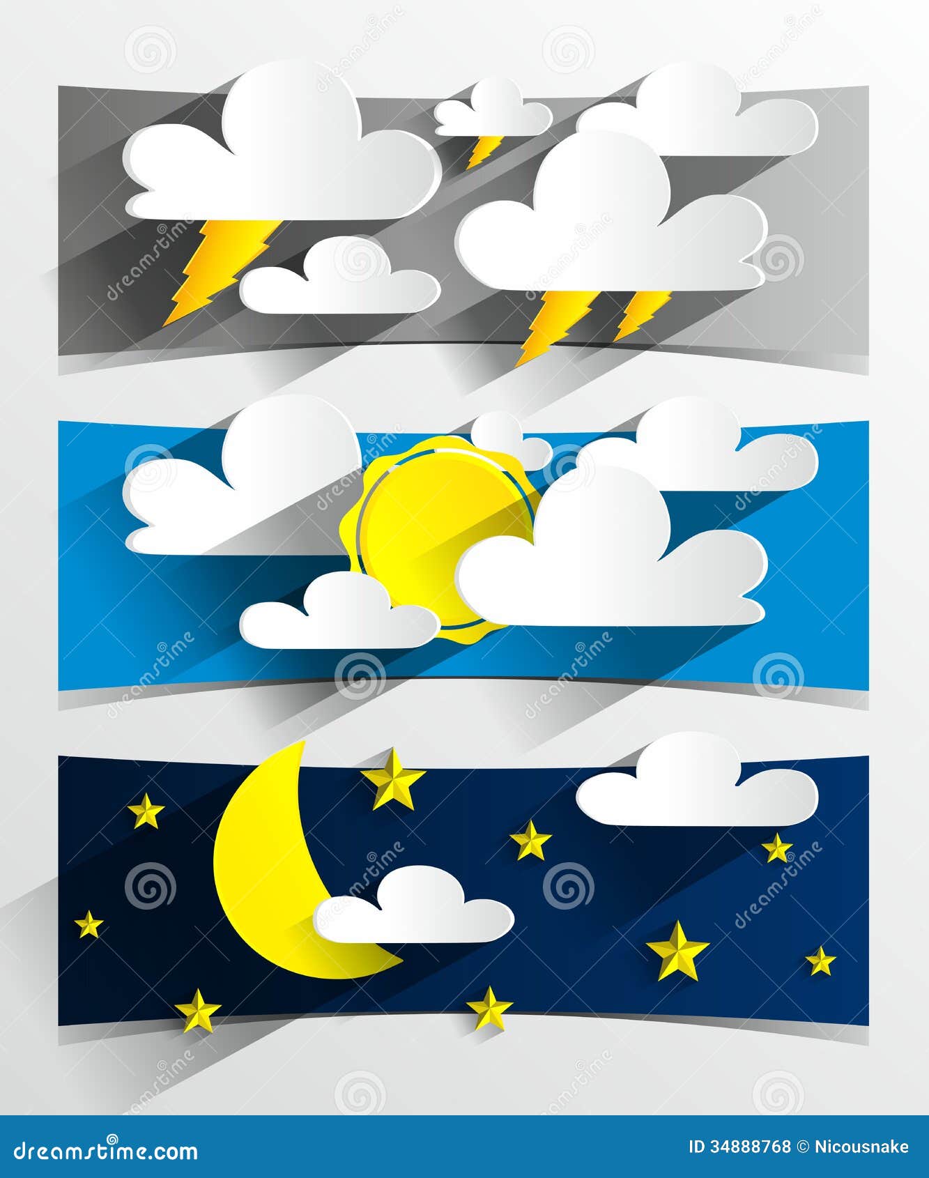 Creative 3D Cartoon Weather Banners Stock Vector - Illustration of ...