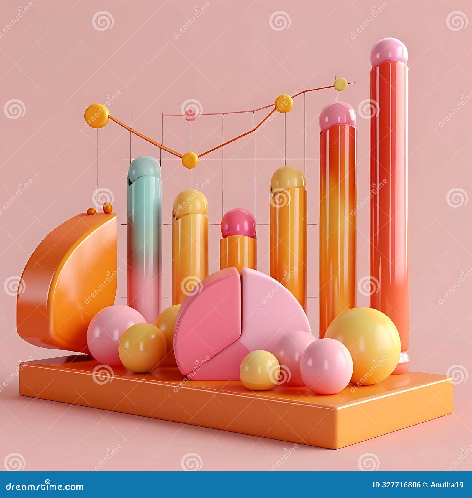 Creative 3D Clay Chart Graph Illustration on a Clean Backdrop Stock ...