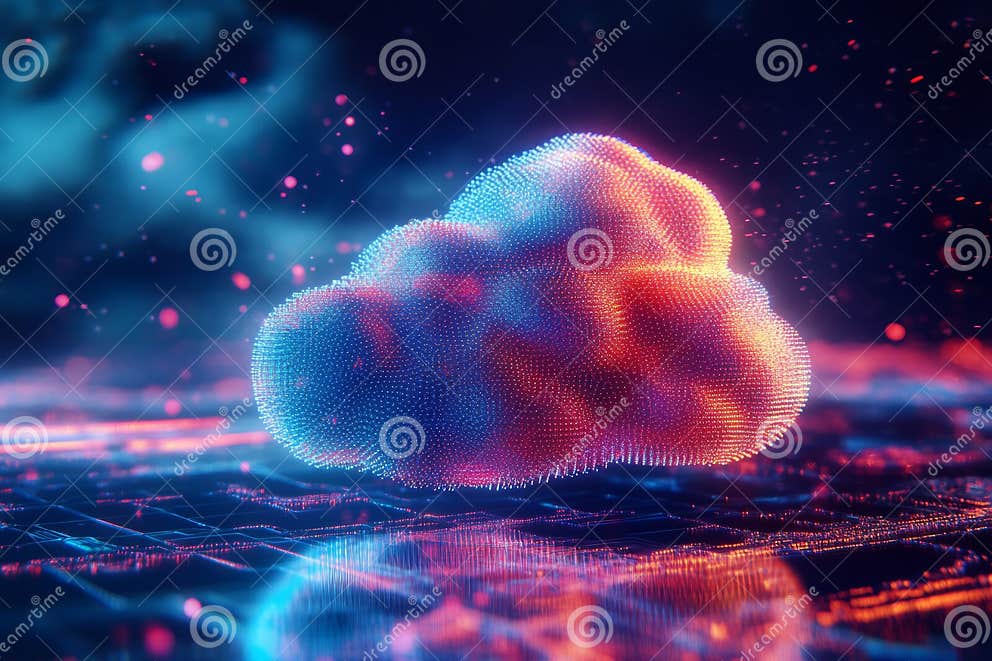 Creative 3d Cloud Computing Icon with Glowing Effect Stock Photo - Image of cloud, storage ...