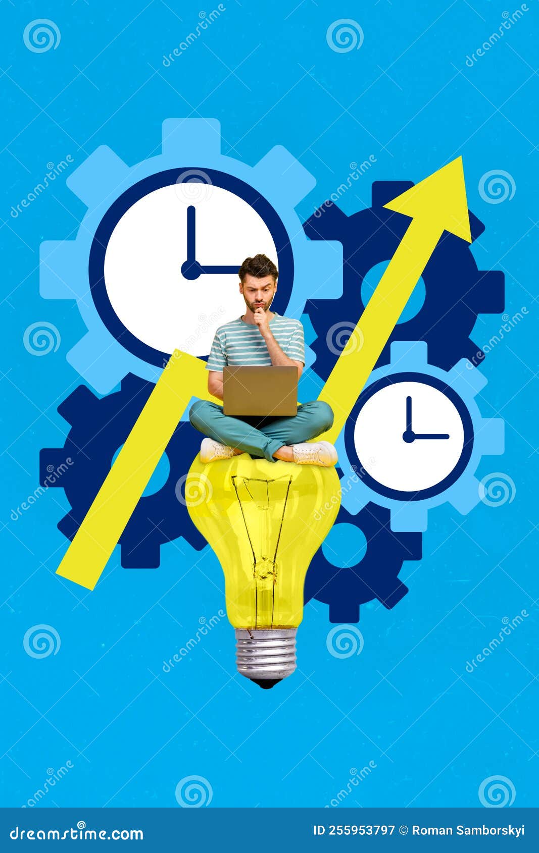 Creative 3d Collage Artwork Poster Sketch of Thoughtful Person Solve ...