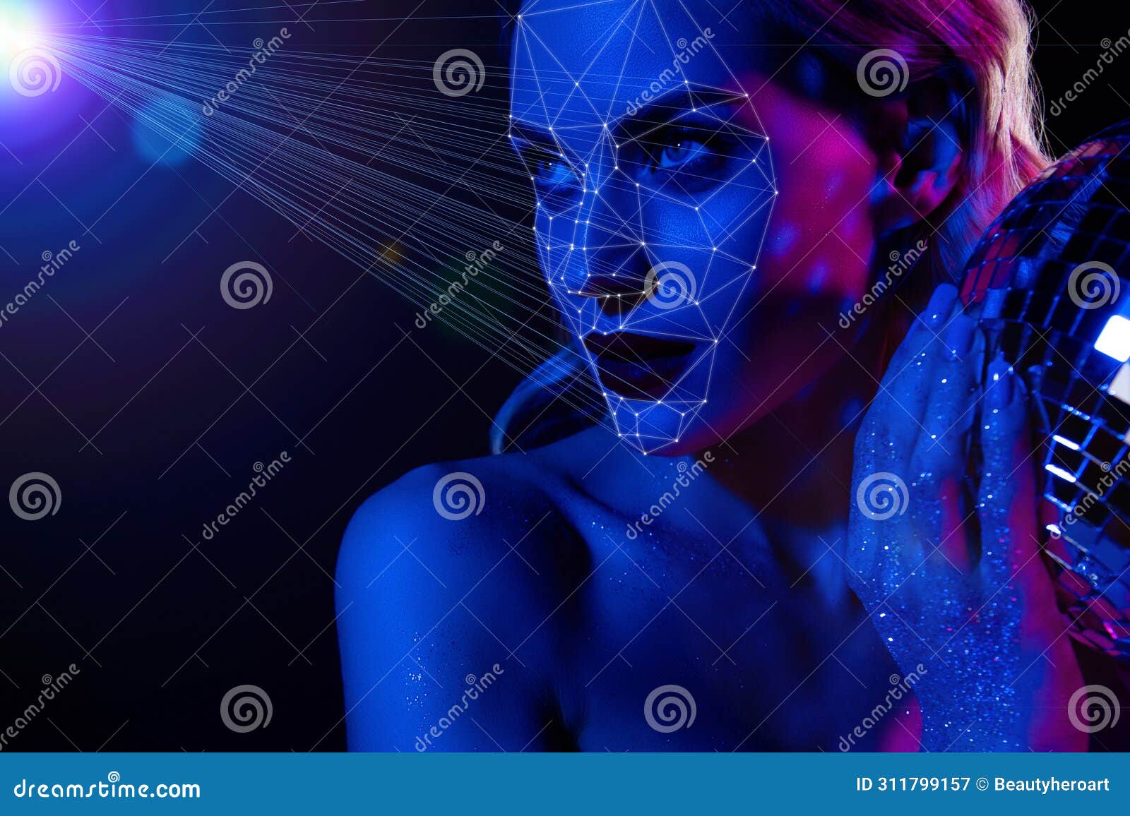 Creative 3d Cyberpunk Collage of Innovative Vip Disco Club Access Using ...