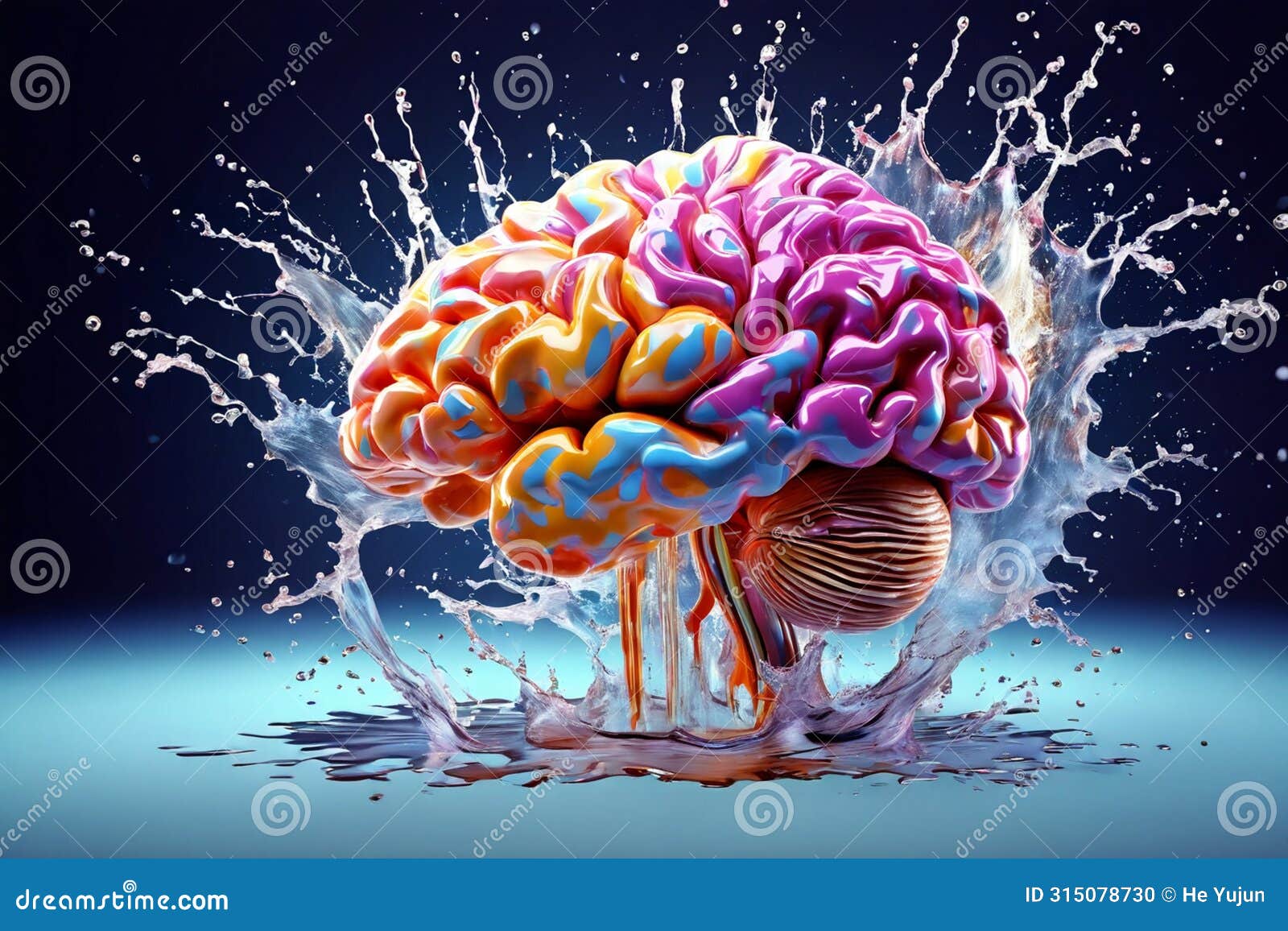 Creative 3D Illustration of the Human Brain for Thinking Concept Stock ...