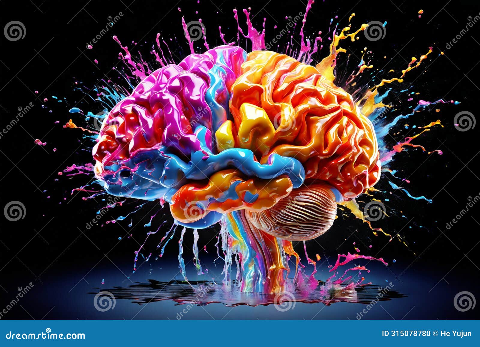 Creative 3D Illustration of the Human Brain for Thinking Concept Stock ...