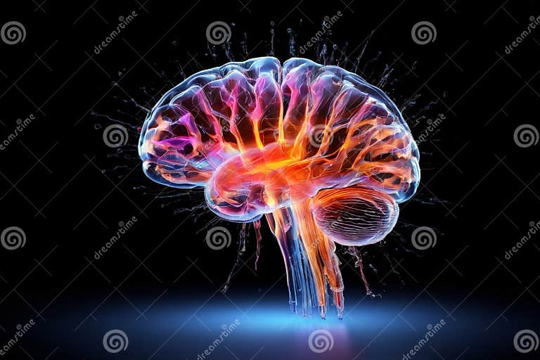 Creative 3D Illustration of the Human Brain for Thinking Concept Stock ...