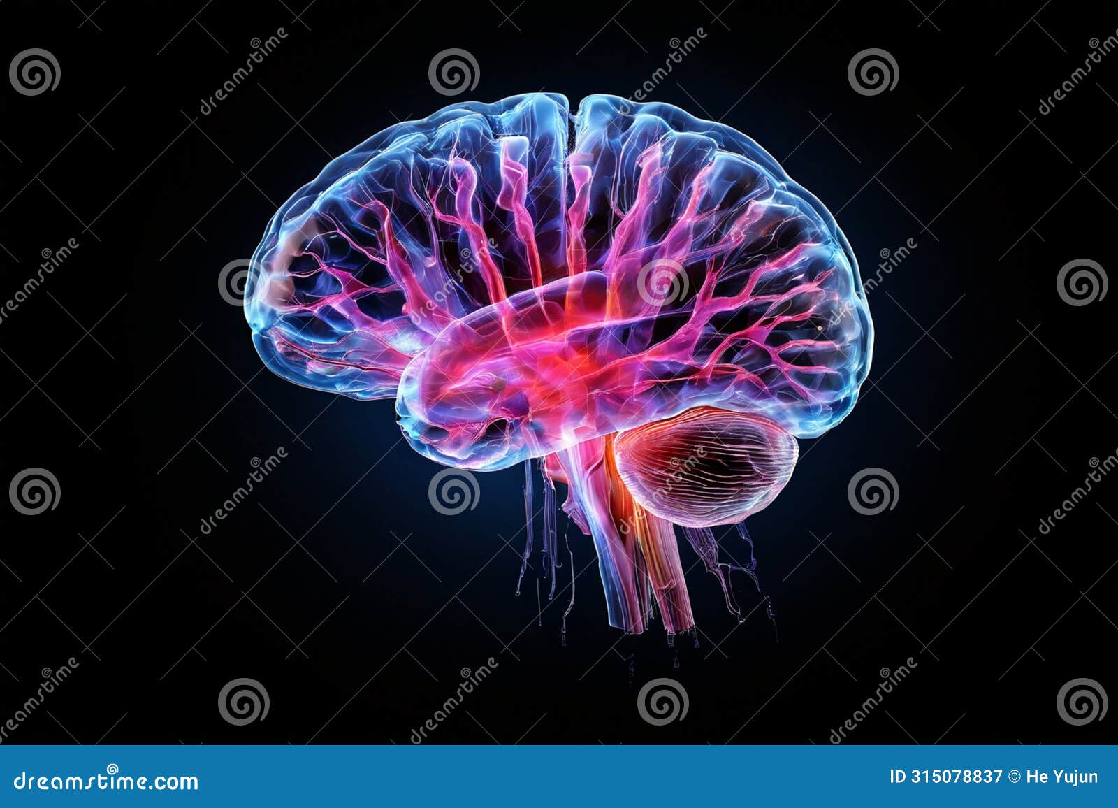 Creative 3D Illustration of the Human Brain for Thinking Concept Stock ...