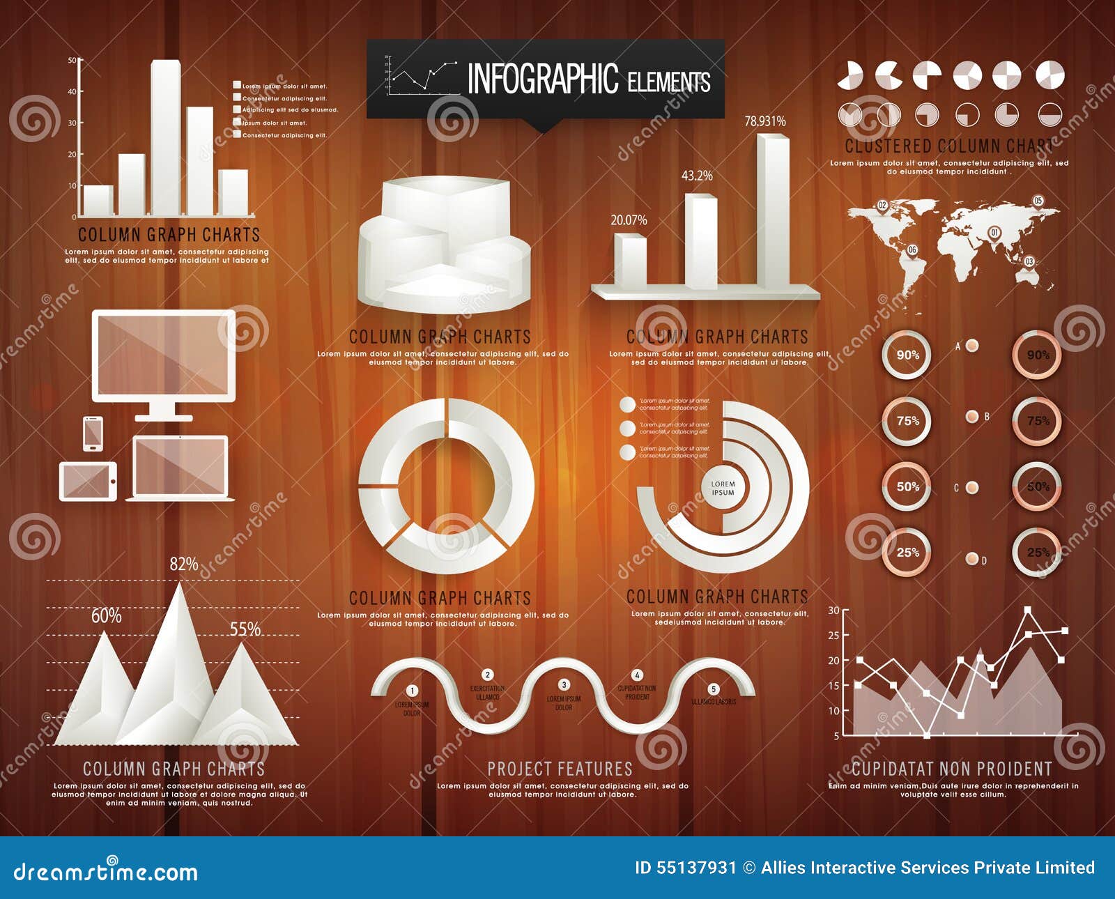 Creative 3D Infographic Elements for Business. Stock Illustration ...