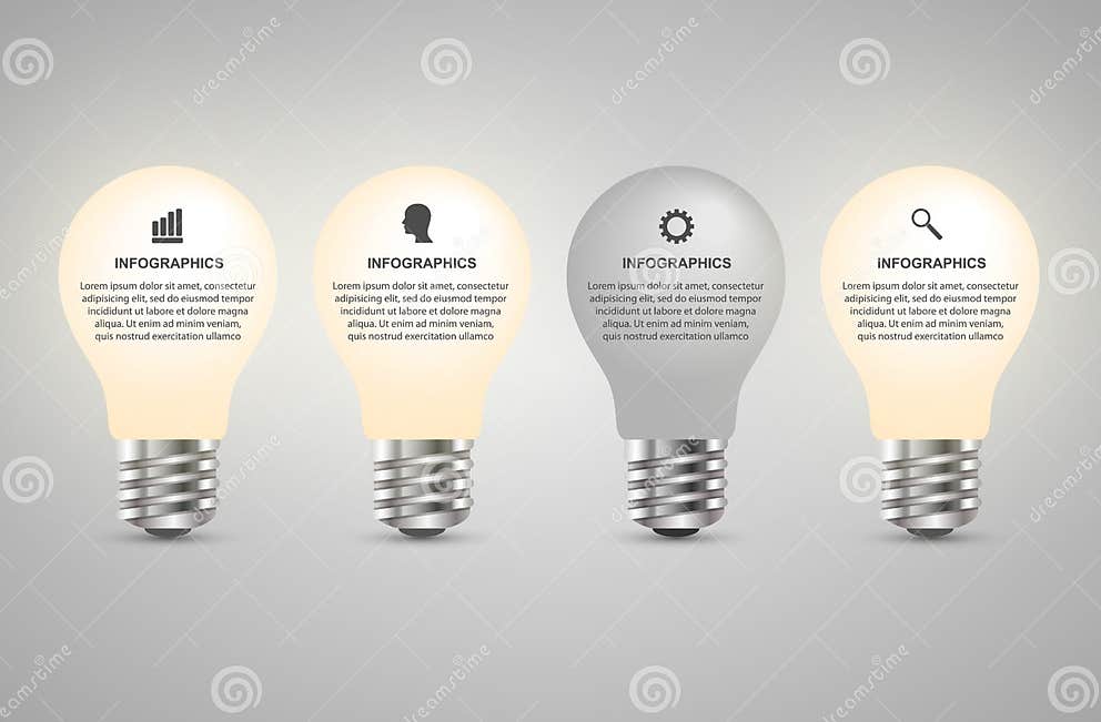Creative 3D Light Bulb Infographics Design Template. Stock Vector ...