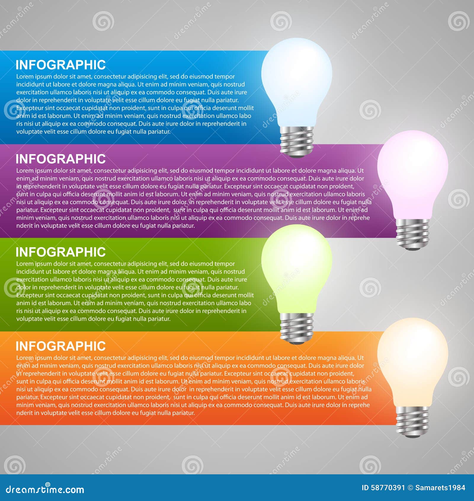 Creative 3D Light Bulb Infographics Design Template. Stock Vector ...