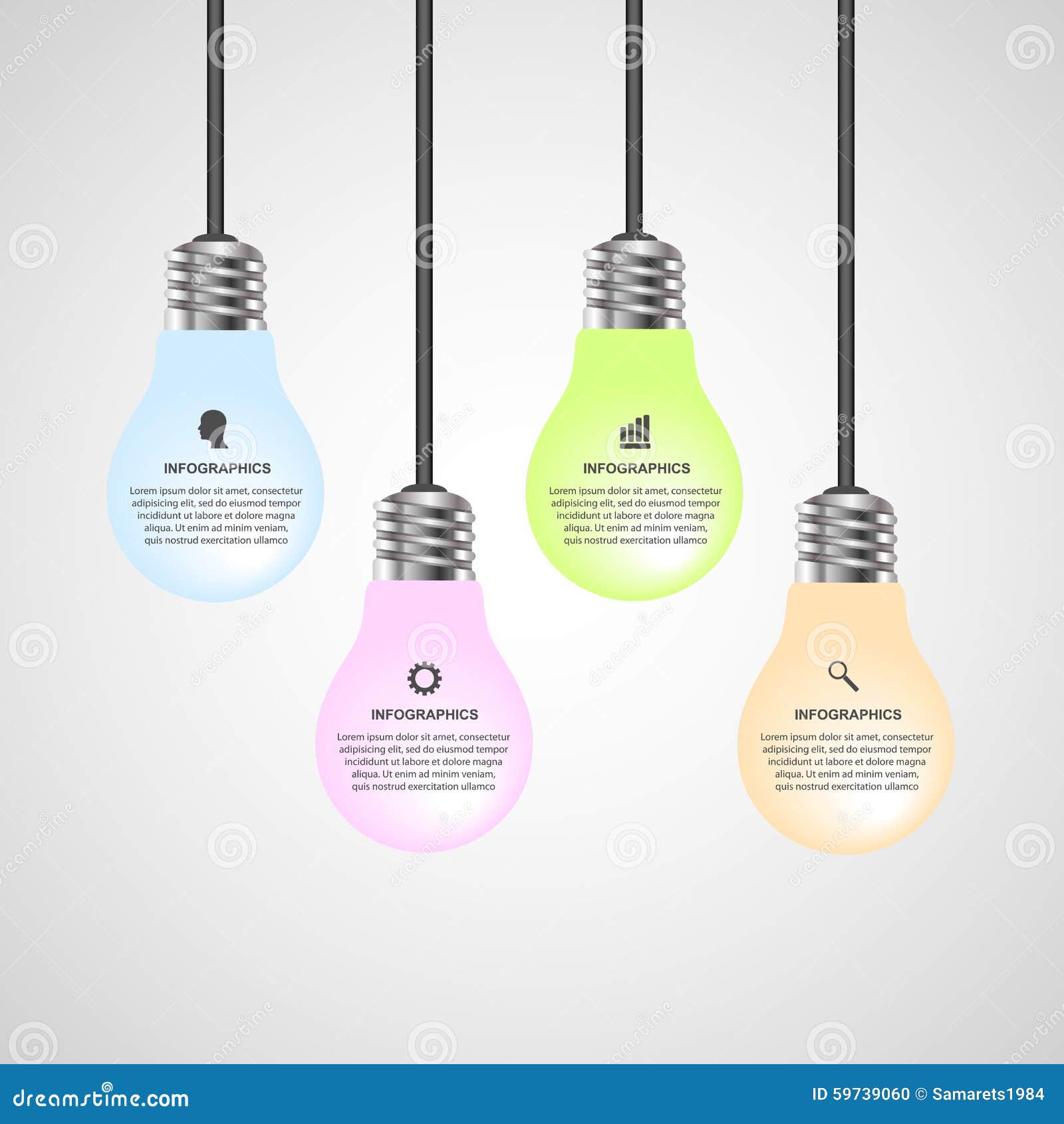 Creative 3D Light Bulb Infographics Design Template. Stock Vector ...
