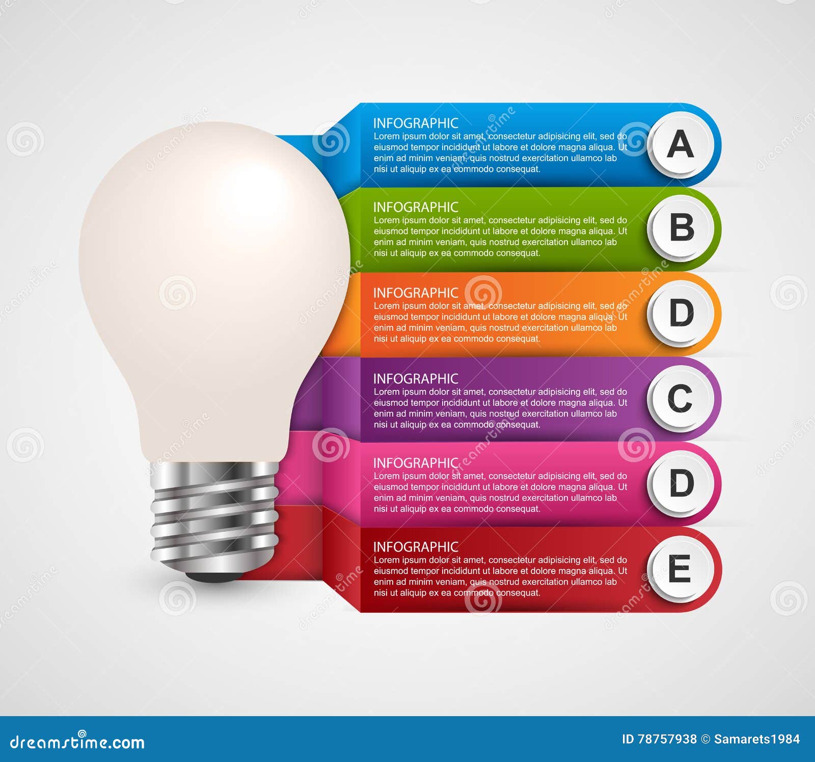 Creative 3D Light Bulb Infographics Design Template. Stock Vector ...
