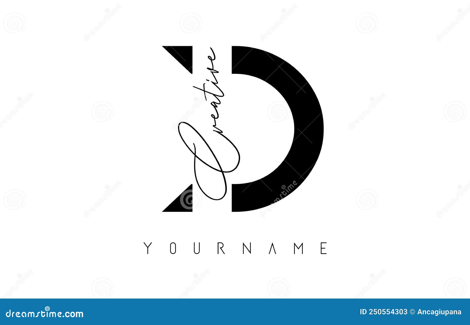 Creative D Logo with Cuts and Handwritten Text Concept Design. Letter ...