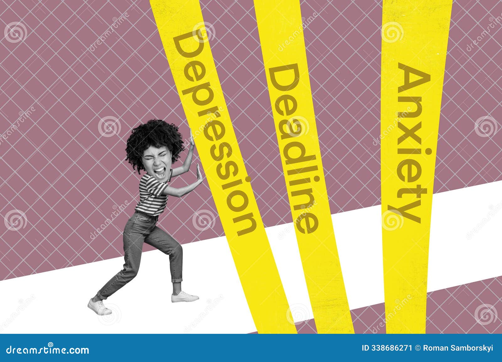 Creative 3d Photo Artwork Graphics Collage Painting of Stressed Lady ...