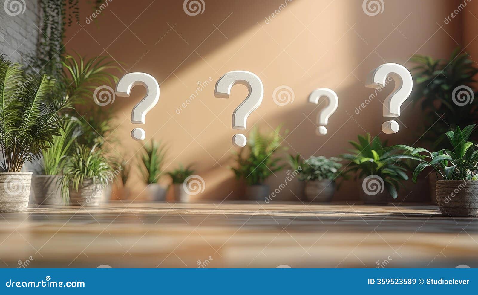 Creative 3D Question Marks Floating in Mid-Air Stock Illustration ...