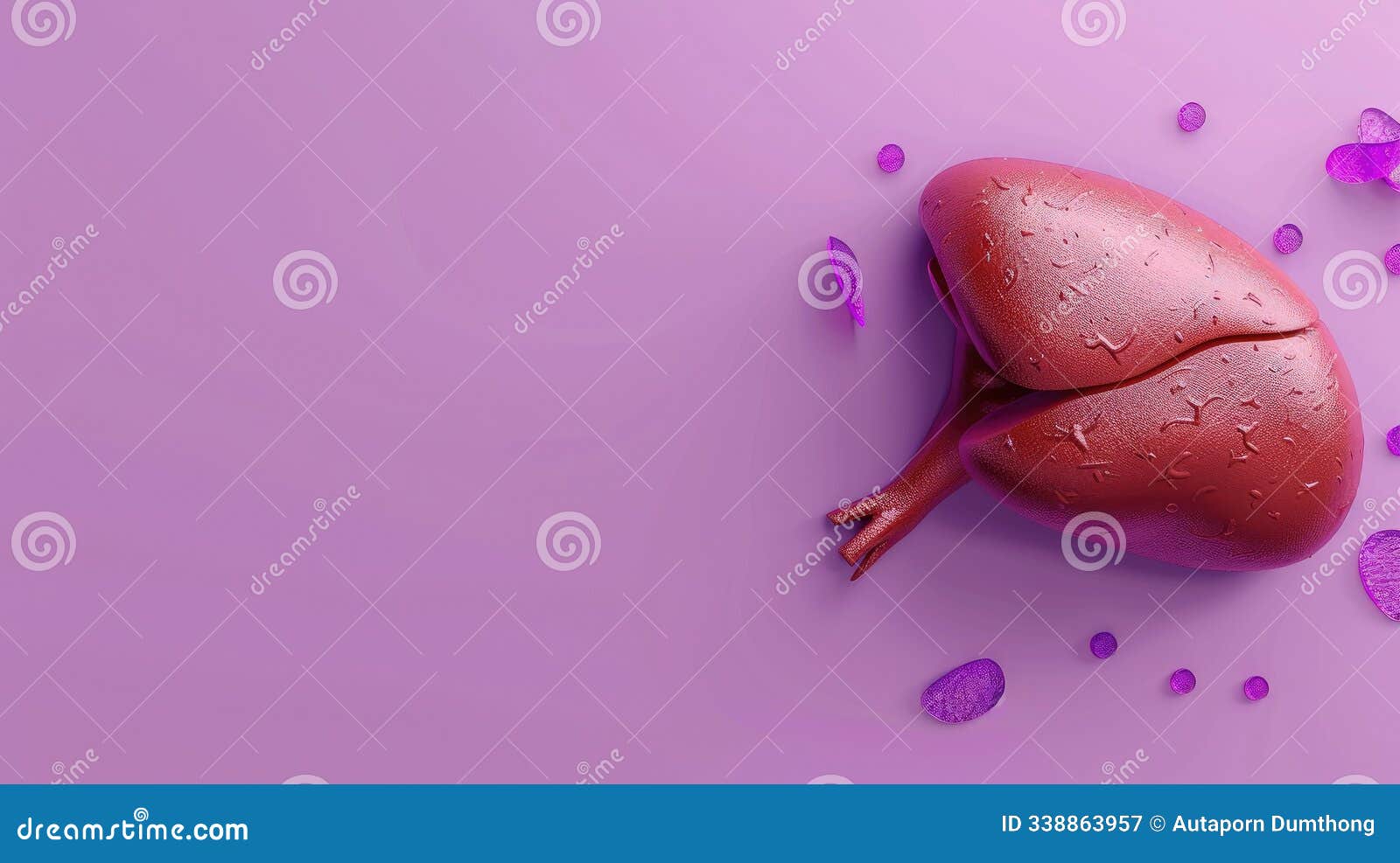 Creative 3D Rendering of a Human Liver on a Purple Background with ...