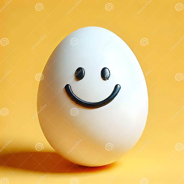 Creative 3d Rendering Tiny Egg with Smiley Face Isolated on Yellow Background Stock Illustration ...
