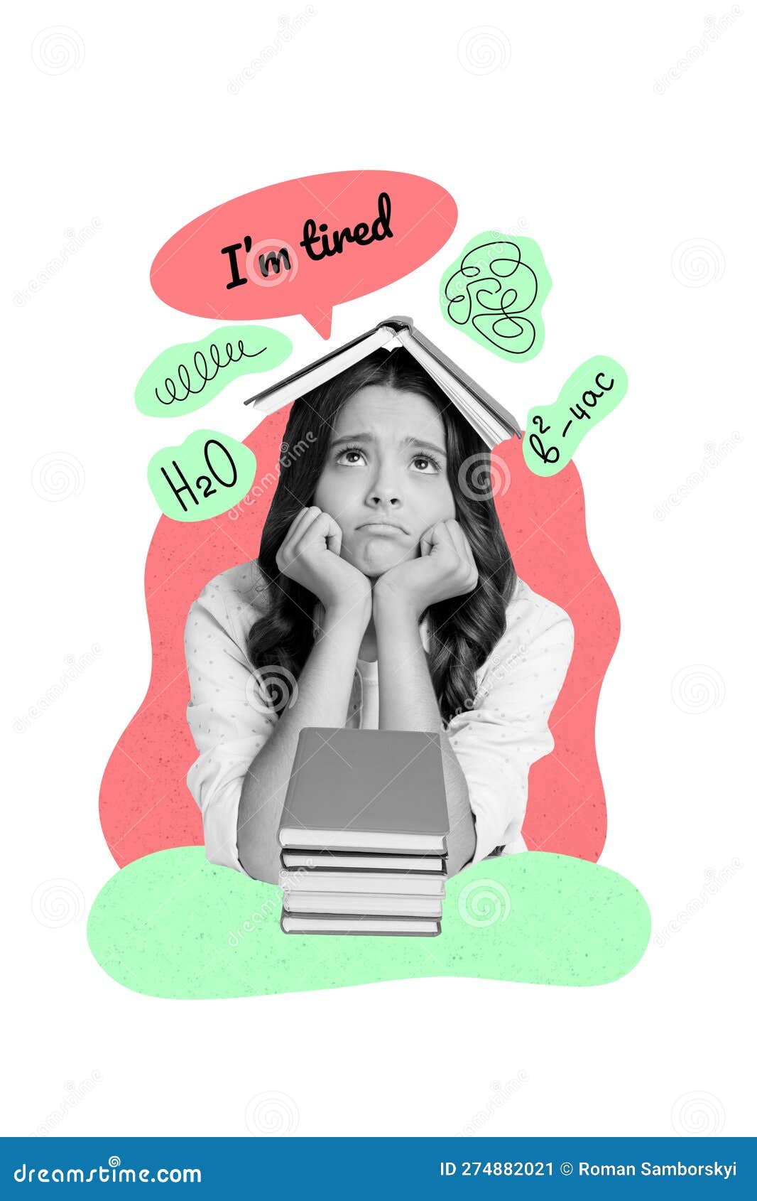 Creative 3d Retro Image Artwork Poster Collage Picture Of Bored Tired