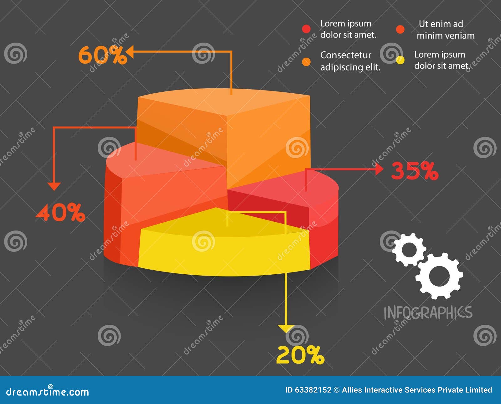Creative 3D Statistical Graph for Business. Stock Illustration ...