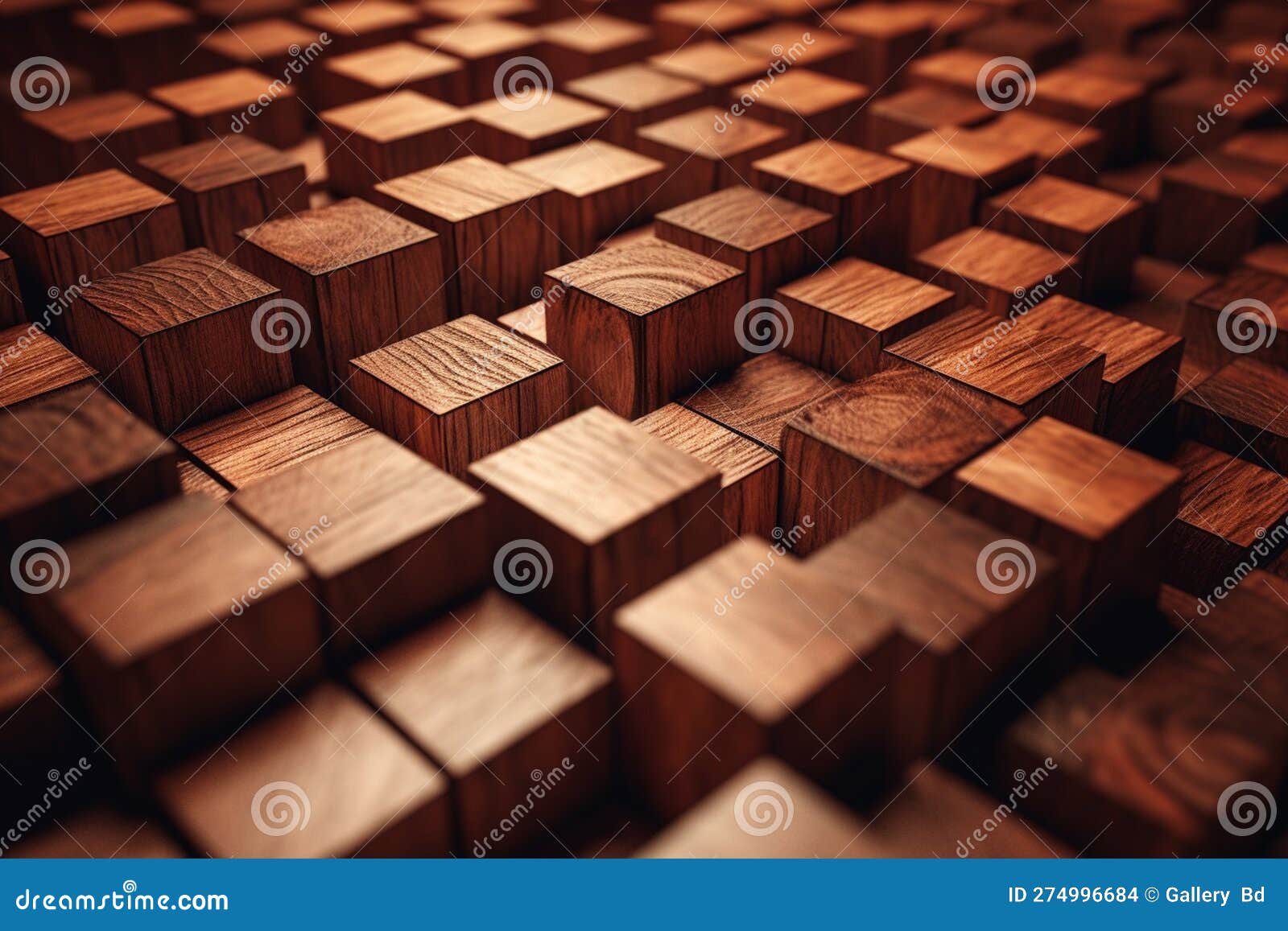 Creative 3d Wooden Wall Surface with Square Tiles Texture Cubes Brown ...