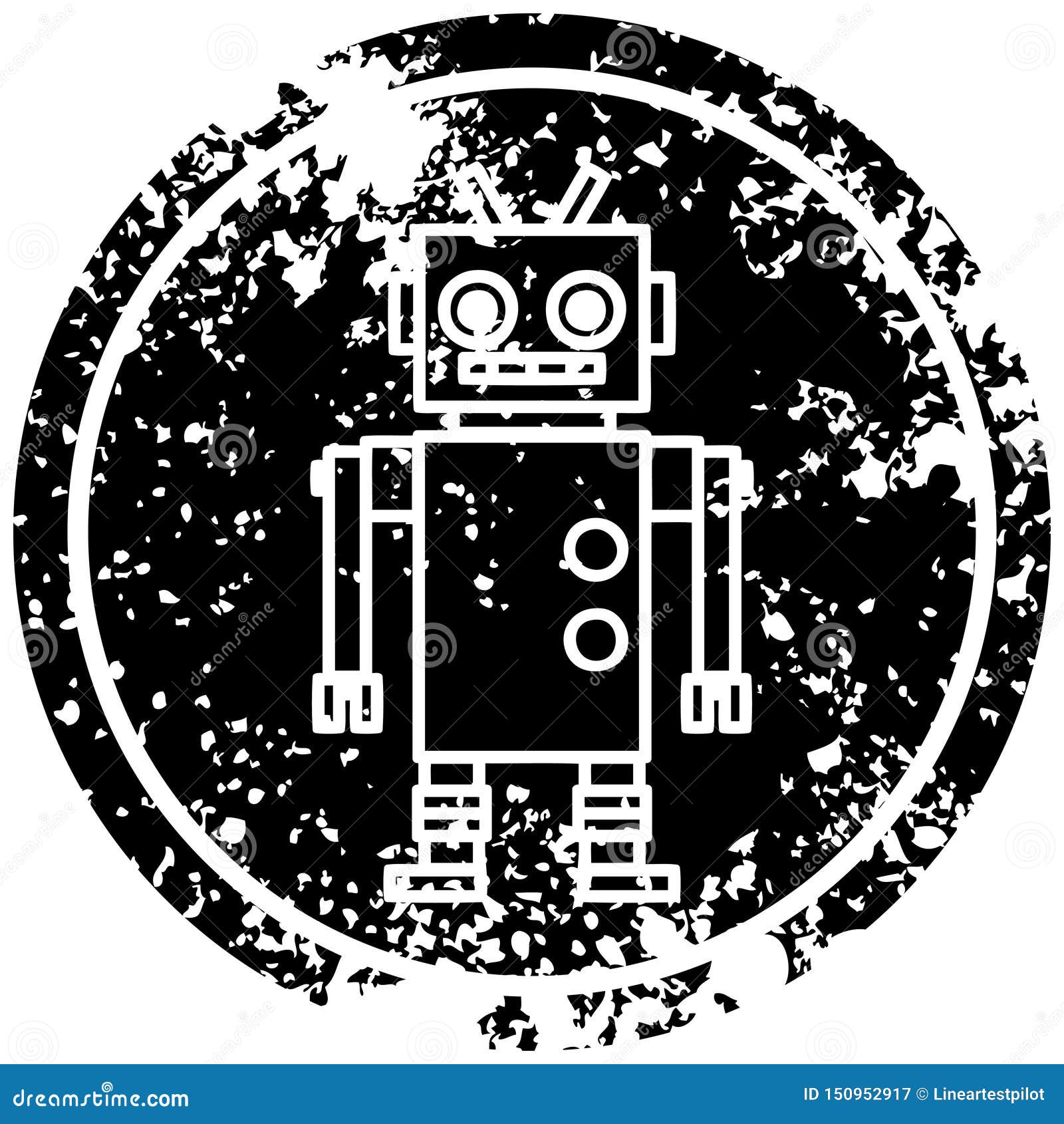 A Creative Dancing Robot Distressed Icon Stock Vector - Illustration of ...