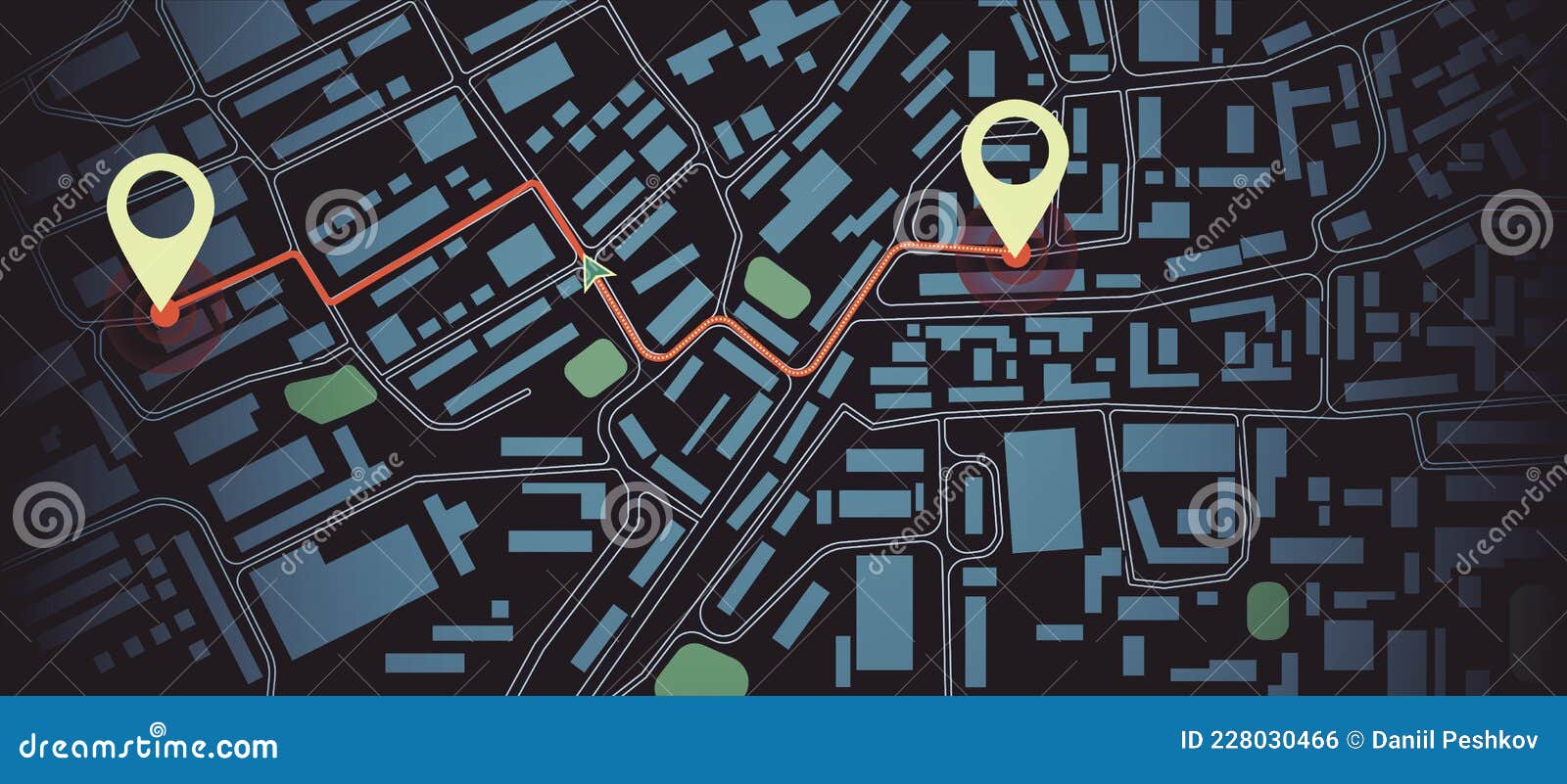 Creative Dark Map Backdrop with Location Marks. GPS, Innovation and ...