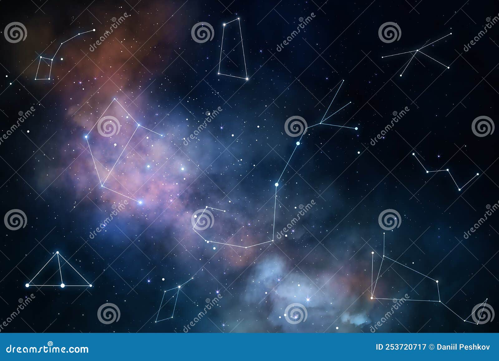 Creative Dark Night Sky Background with Polygonal Constellations ...