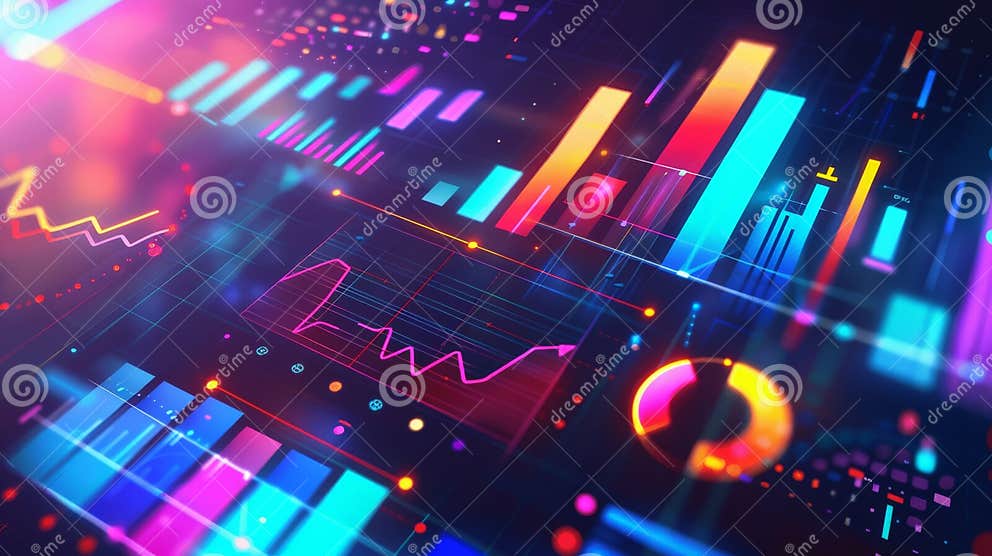 Creative Data Visualization with Abstract Charts and Graphs in Bright ...