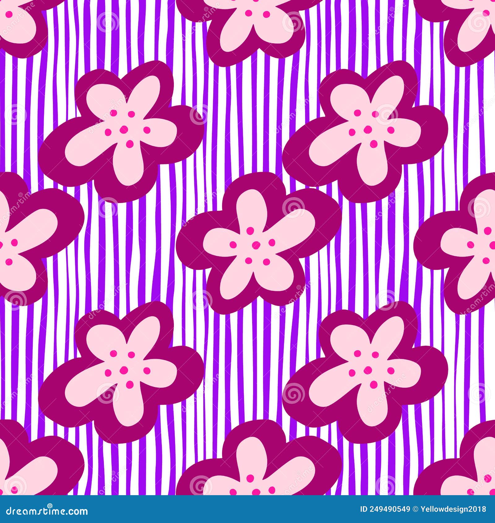 Creative Decorative Flowers Seamless Pattern. Simple Stylized Flower ...