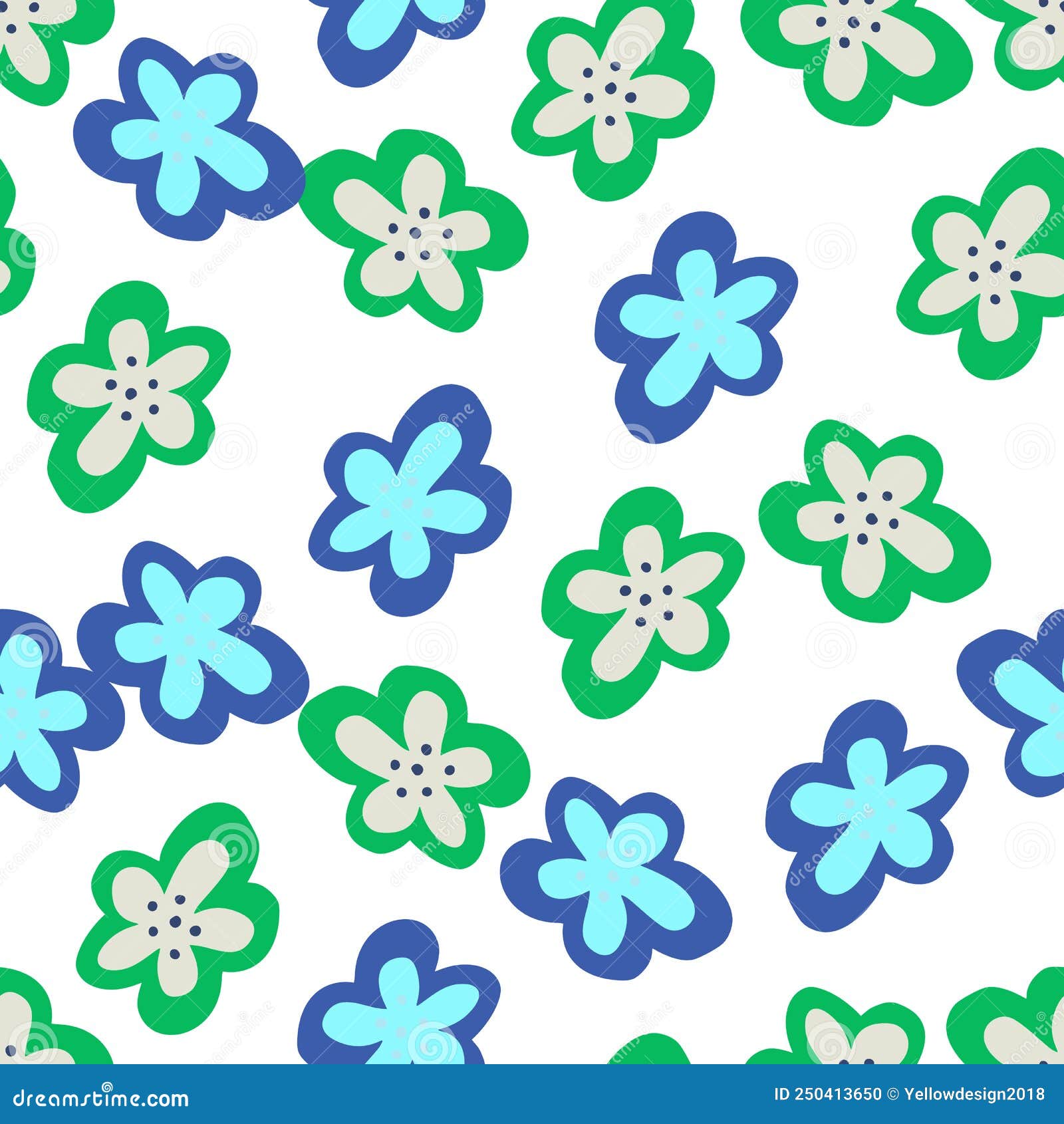 Creative Decorative Flowers Seamless Pattern. Simple Stylized Flower ...