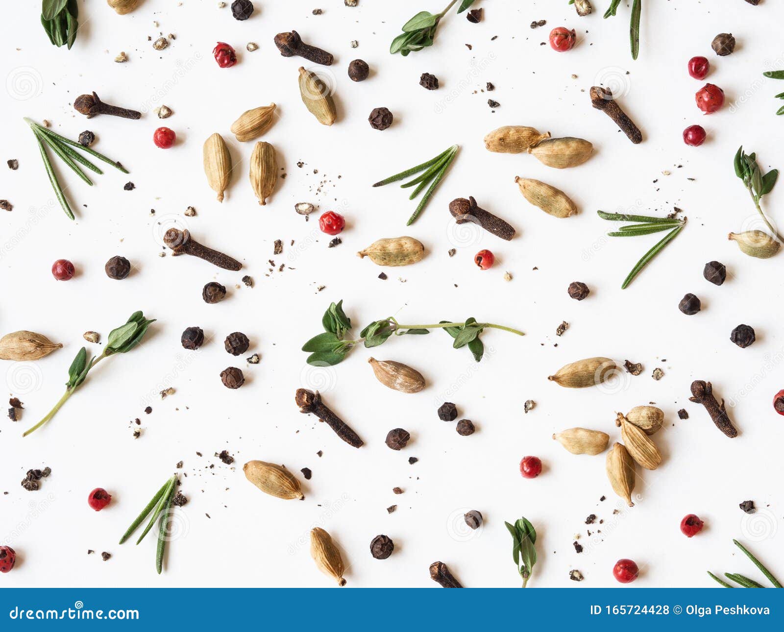 Creative Decorative Food Composition of Various Spices and Fresh Herbs ...