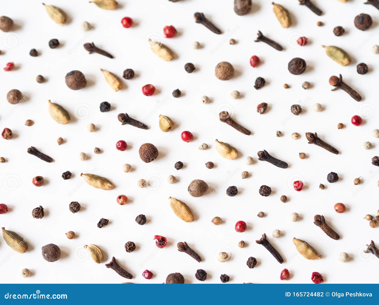 Creative Decorative Food Composition of Various Spices on White ...