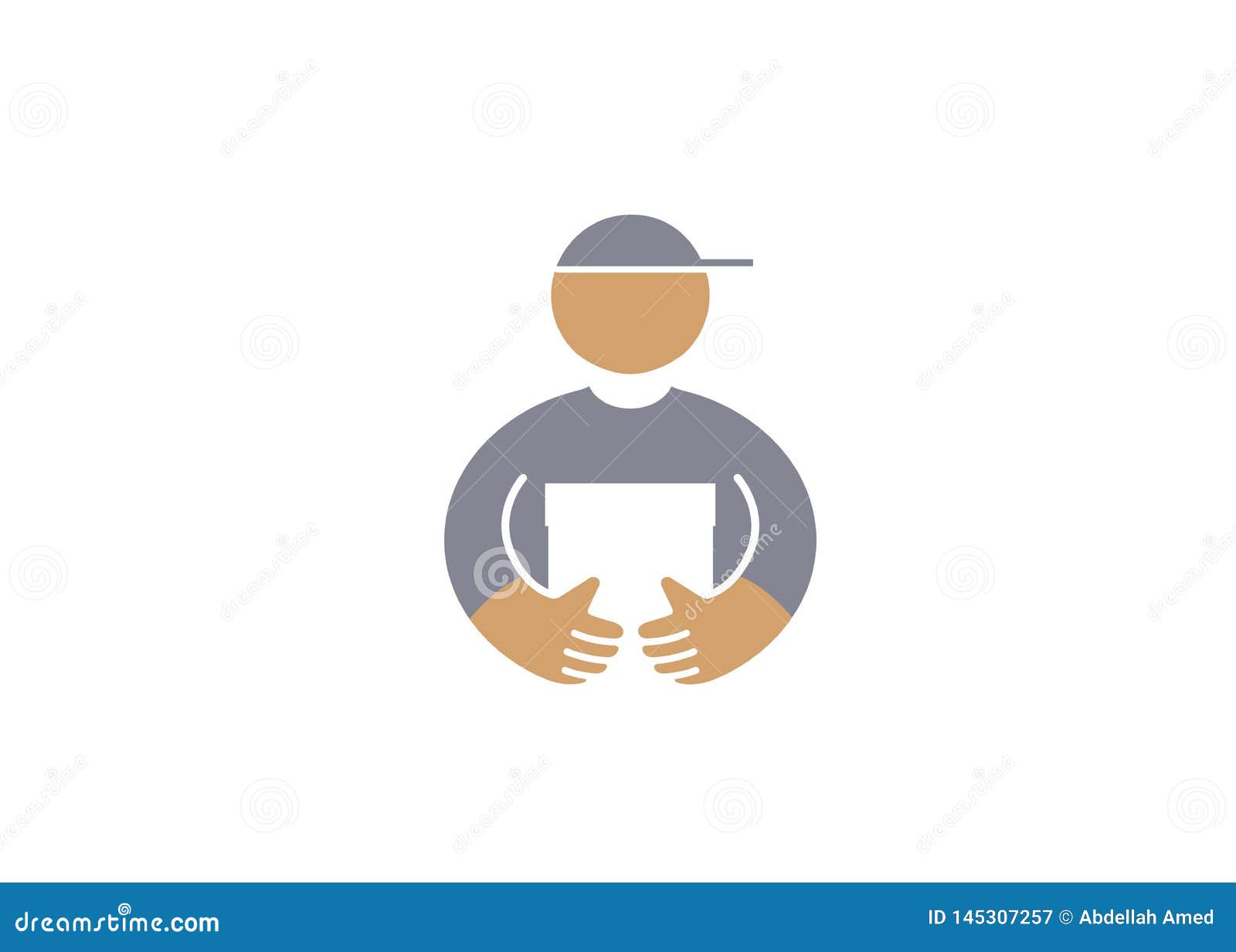 Creative Delivery Man Holding Box Logo Stock Vector - Illustration of ...