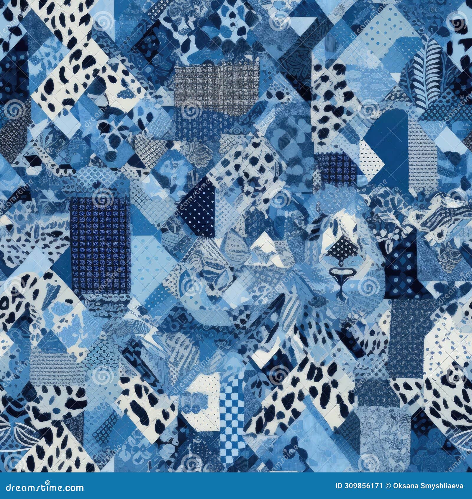 Creative Denim-Themed Abstract Collage with Varied Blue Textures Stock ...