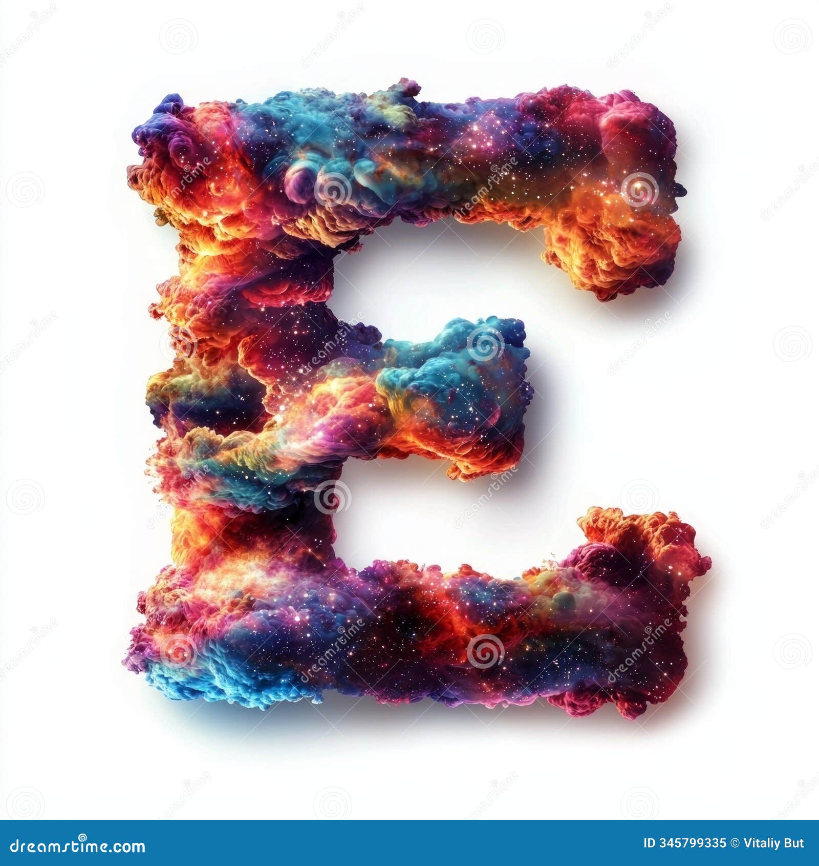 Creative Depiction Letter E Crafted Vibrant Space Infinity Clouds Crisp ...